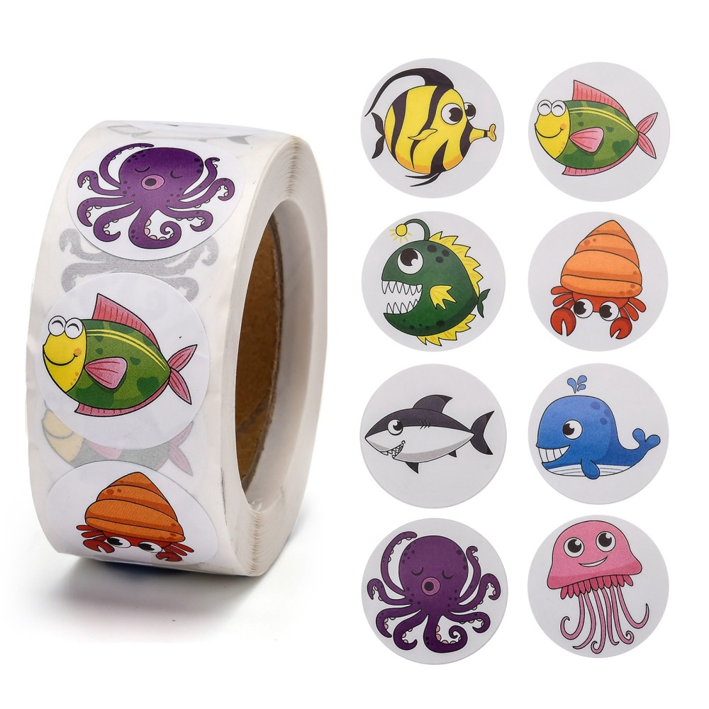 5rolls Cartoon Stickers Adhesive Labels Roll Stickers Gift Tag for ...