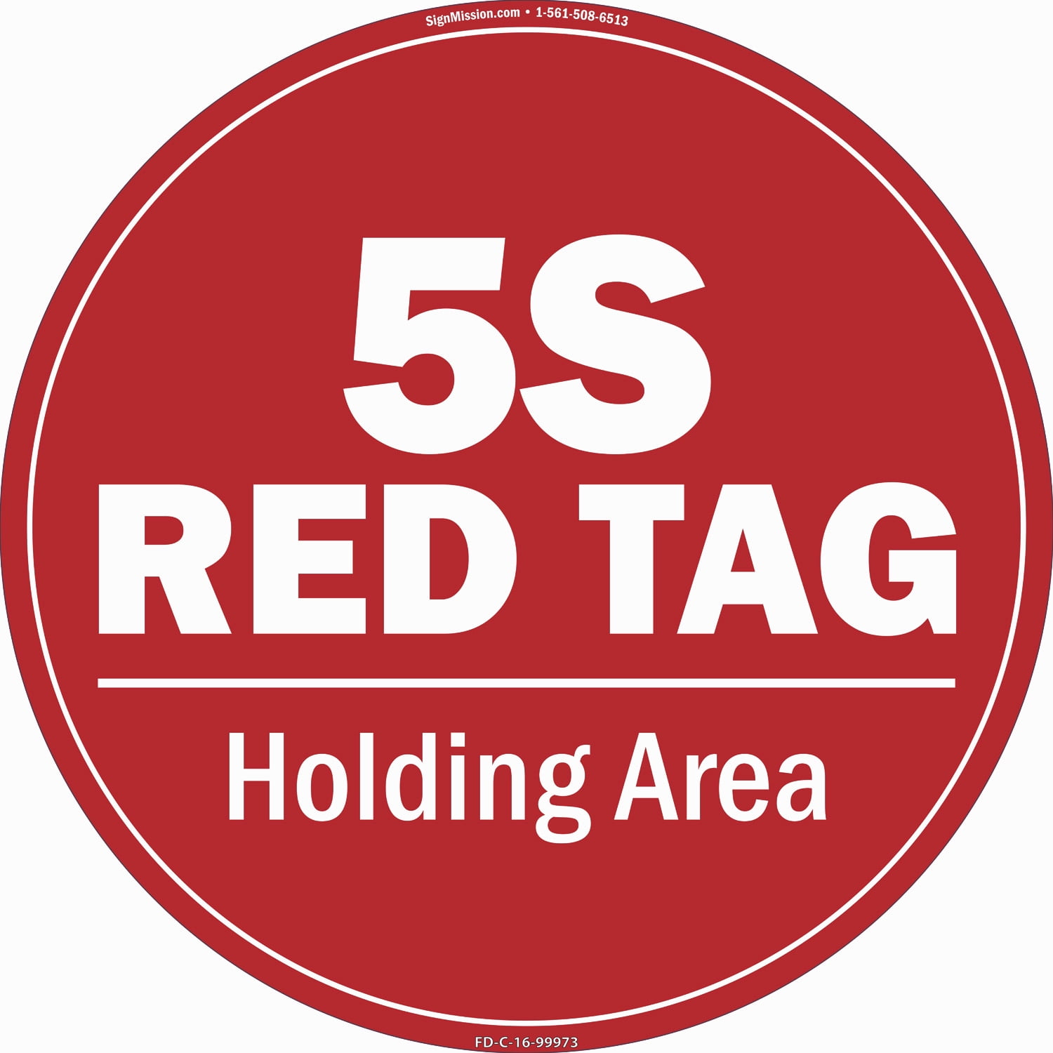 5s Red Tag Non-Slip Floor Marker | 6 Pack of 16" Circle Vinyl Decal ...