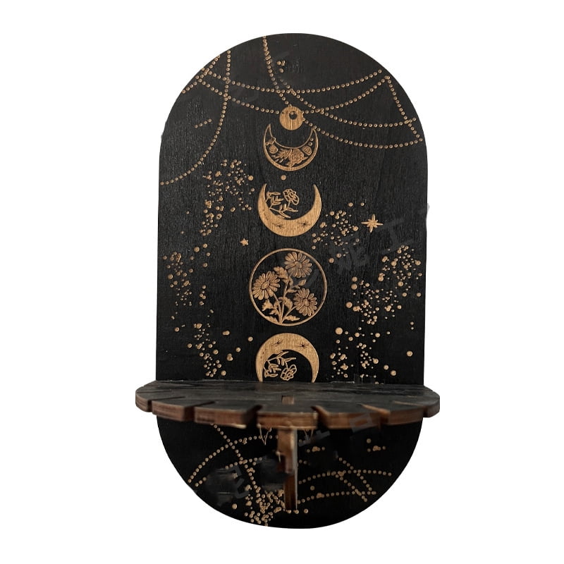 5sets Wooden Wall-Mounted Small Display Shelf Witch Hanging Holder for ...