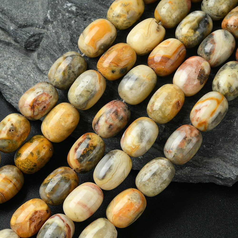5strands Barrel Shaped Gemstone Natural Crazy Lace Agate Beads Strands ...