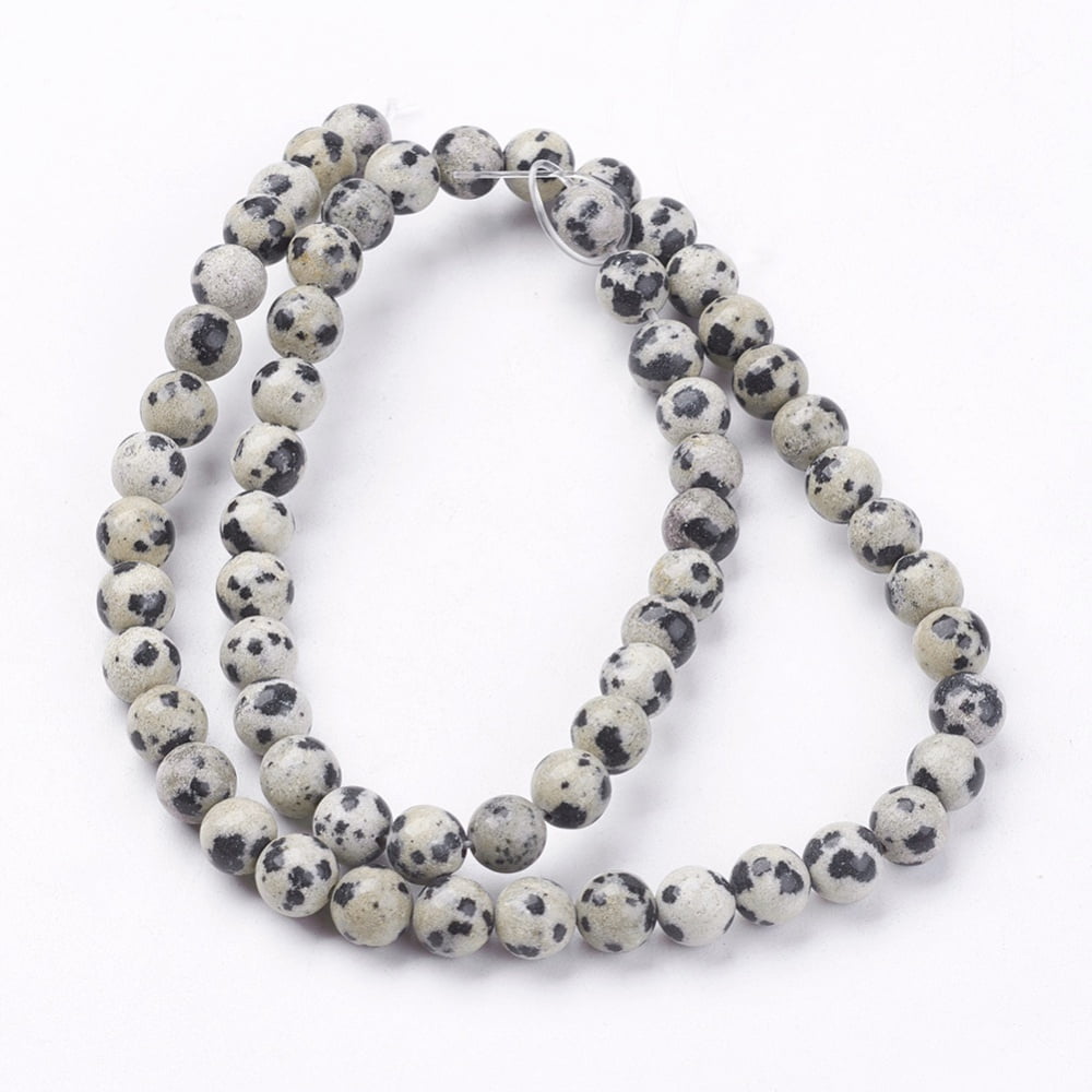 Dalmatian Jasper Stone Bead Strands Round 6mm Hole: 1mm about 58~60pcs ...