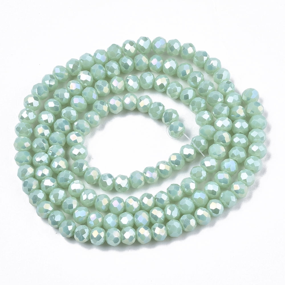 Electroplate Glass Beads Strands Opaque Solid color AB color Faceted ...