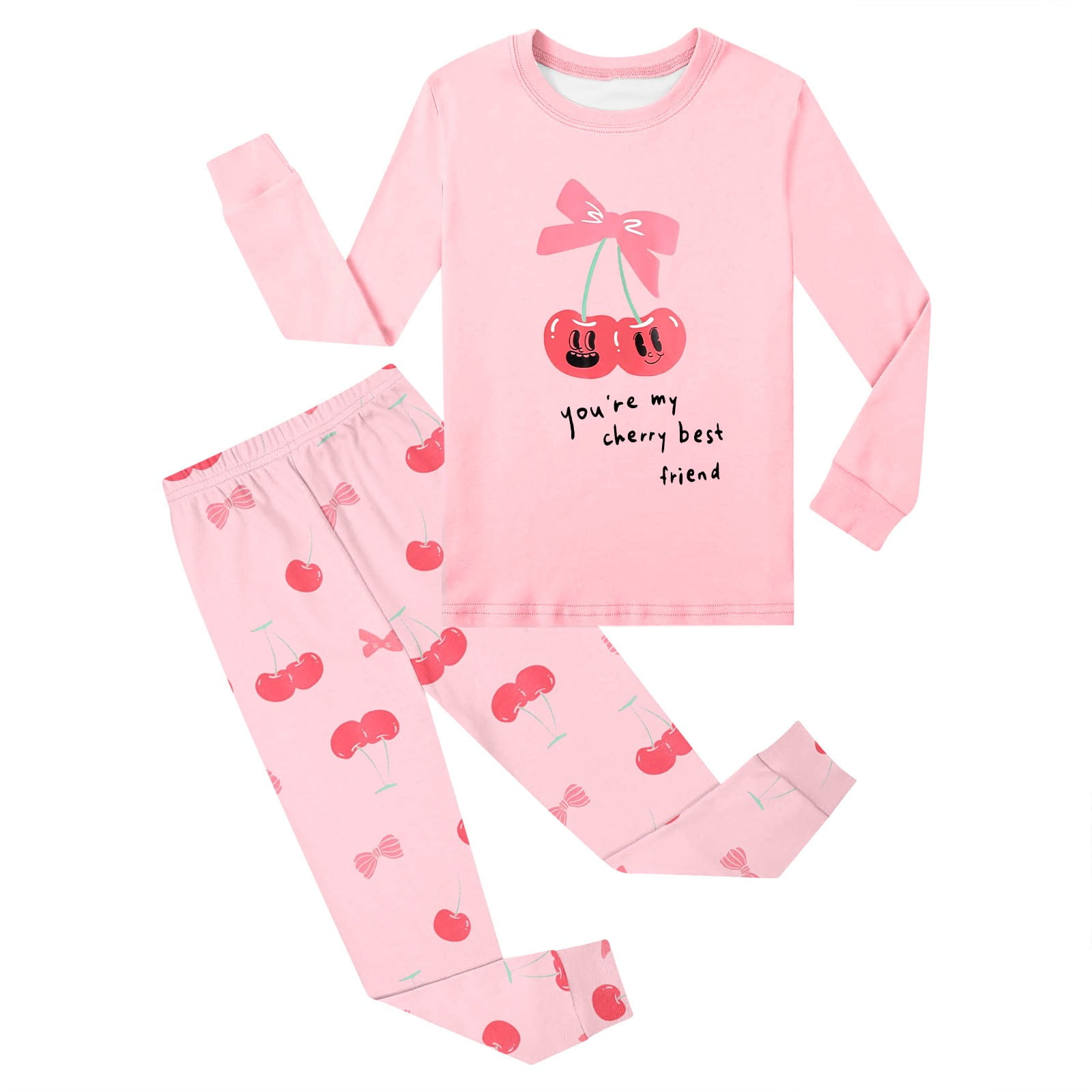 5t Pajamas Girls Toddler Summer Sleepwear Clothes Set Cherry ...