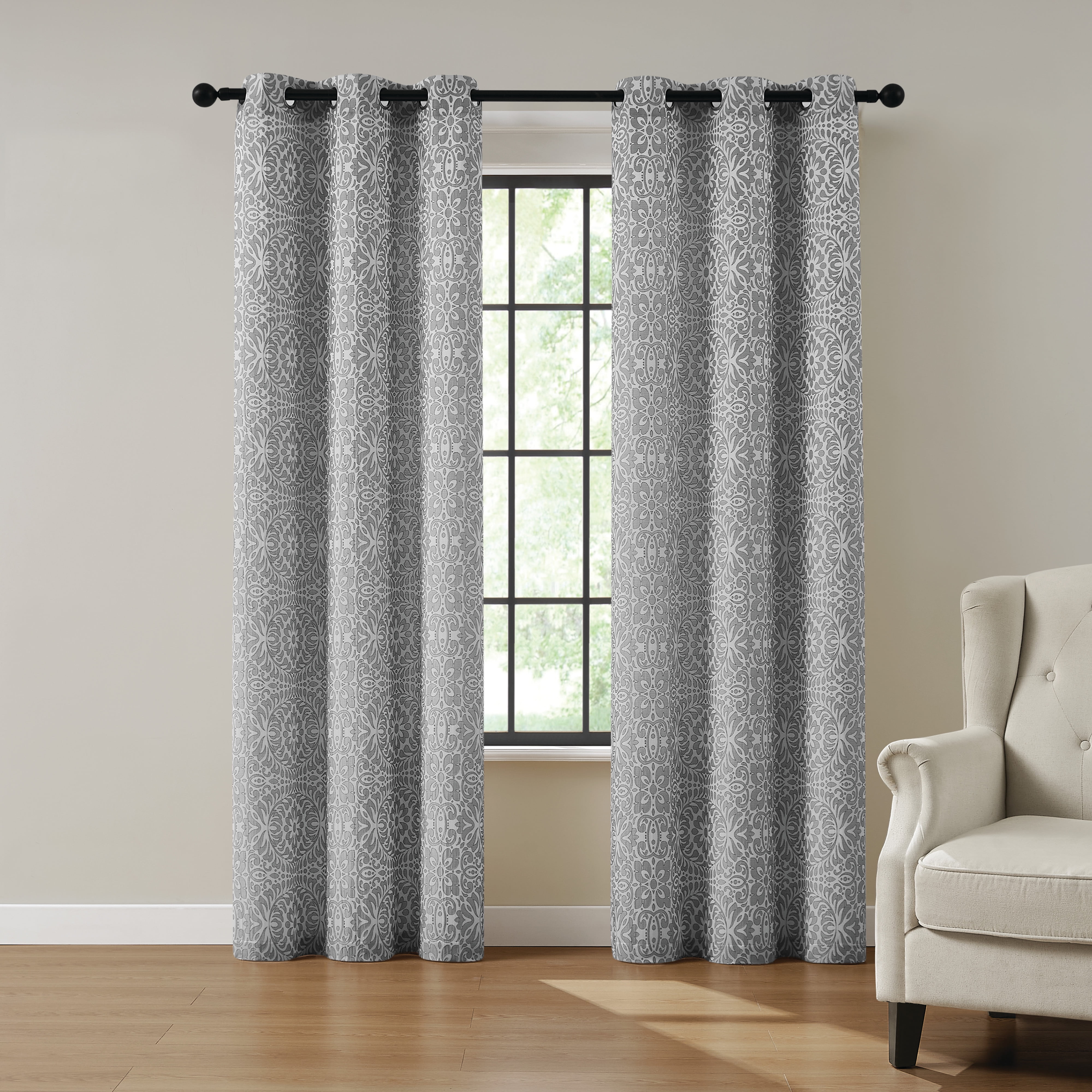 5th Avenue Lux Thalia Textured Grommet Window Curtain Panel Pair Silver ...