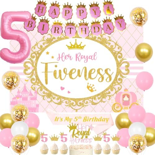5th Birthday Decorations for Girl Her Royal Fiveness Birthday Backdrop ...