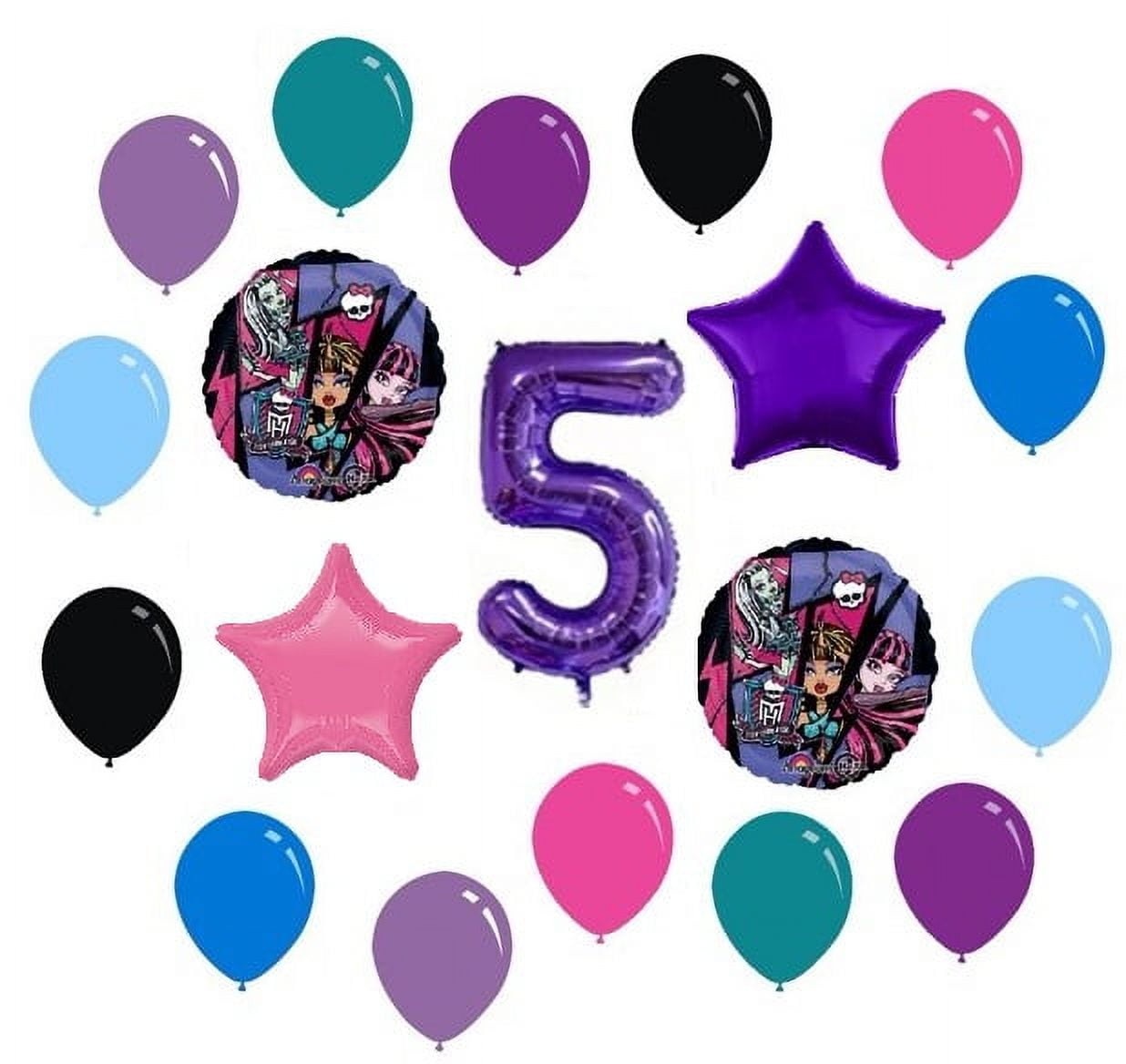 5th Birthday Monster High Party Decorations 19 Mylar and Latex Balloons ...