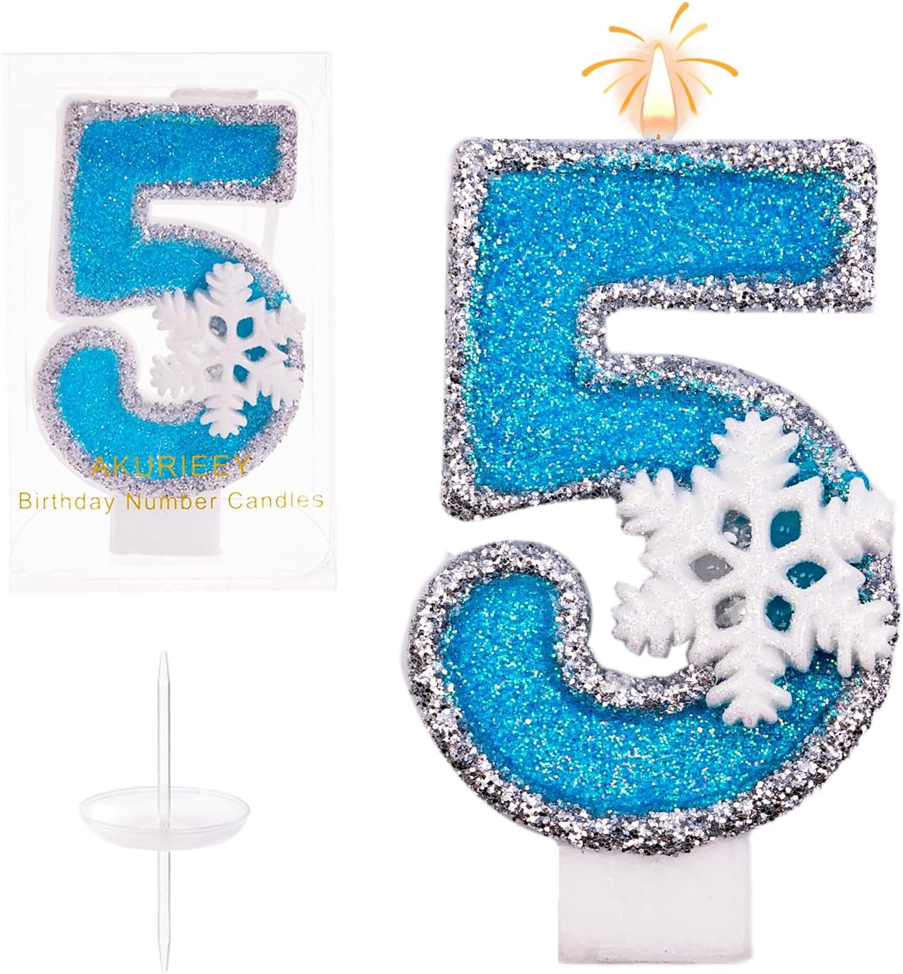 5th Blue Snowflake Birthday Candles Frozen Themed Number 5 Candles for ...