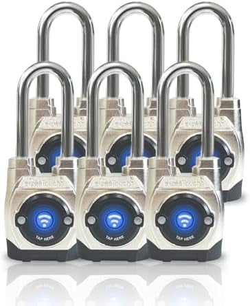5th GEN Outdoor Smart Padlock – (Pack of 6, Long Shackle) Keyless ...