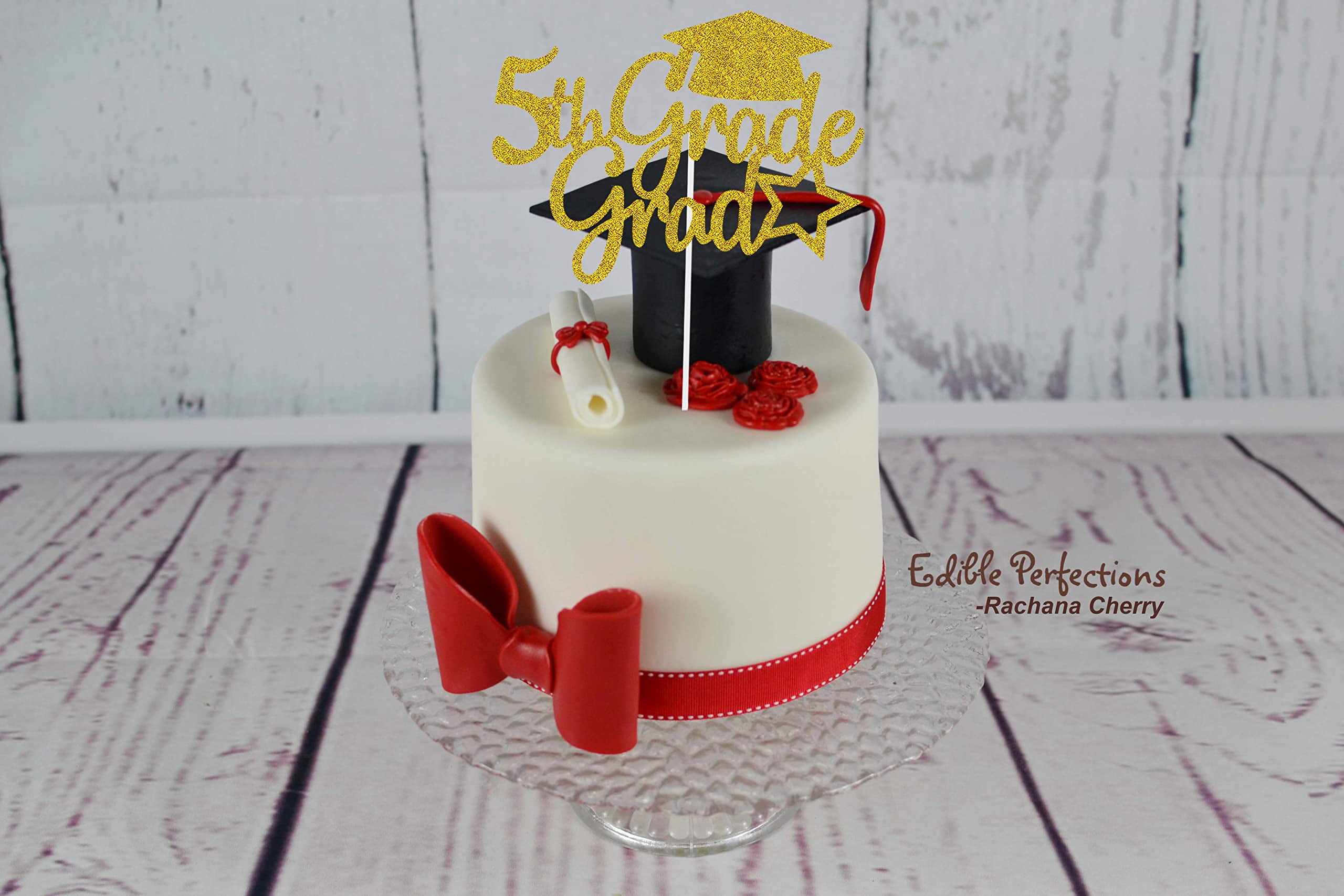 5th Grade Grad AJH3 Cake Topper, Gold Glitter 5th Grade Graduation ...