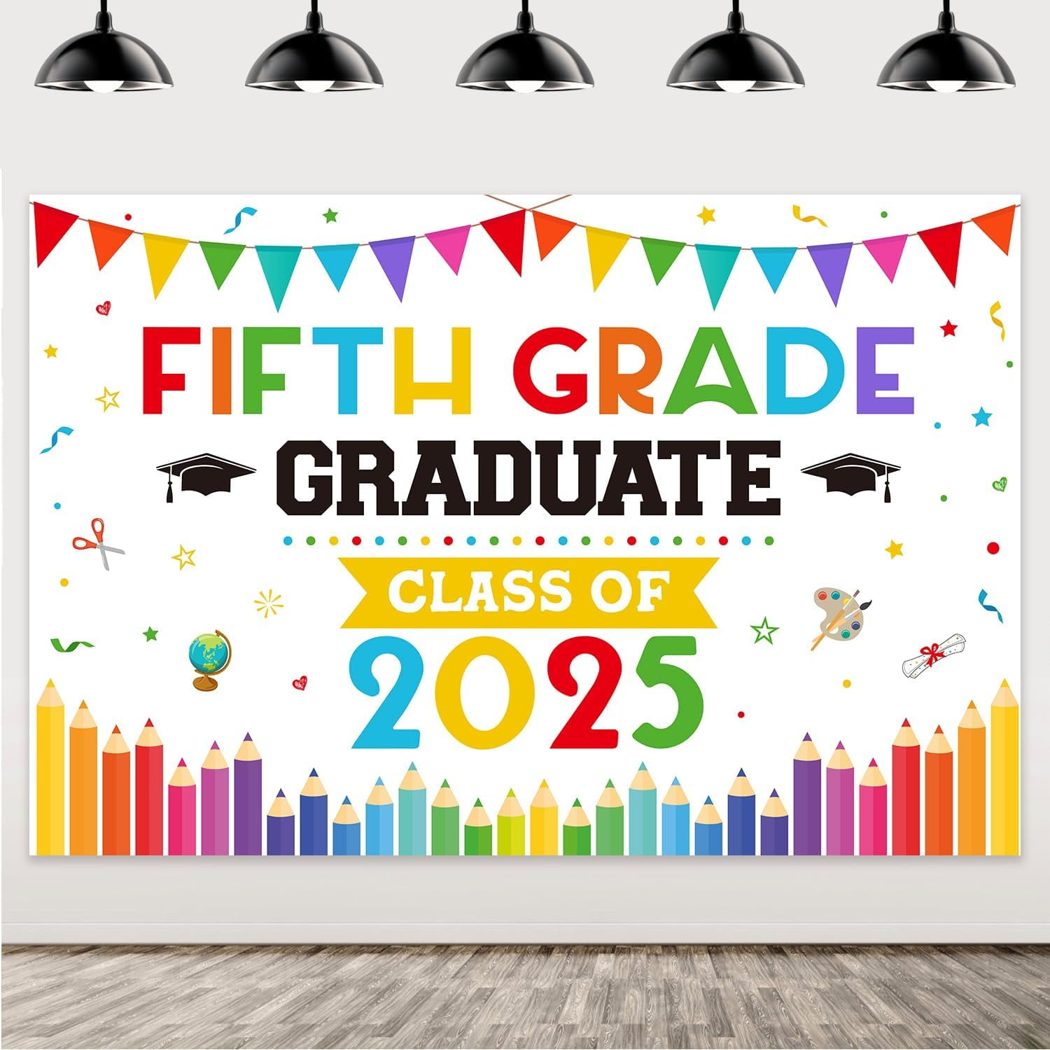 5th Grade Graduation Backdrop Colorful Fifth Grade Graduation ...