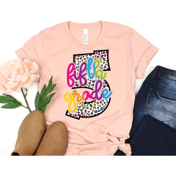5th Grade Leopard Print Teacher Shirt Back to School - Walmart.com