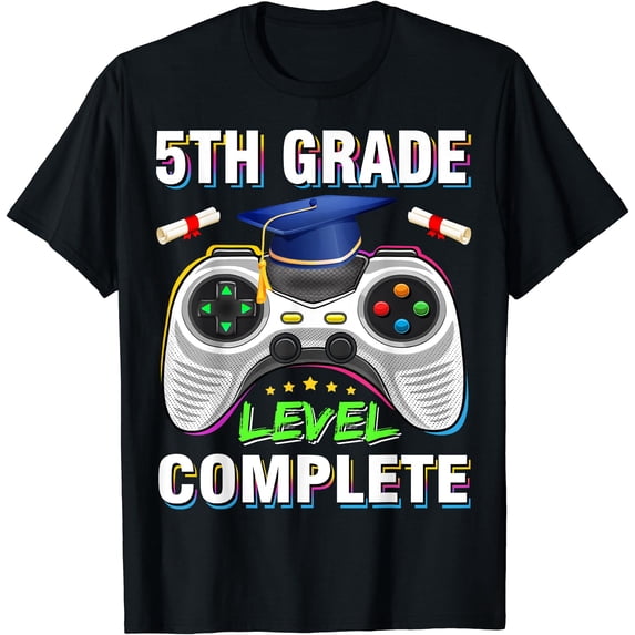 5th Grade Level Complete Graduation Gaming Class 2024 Gamer T-Shirt ...