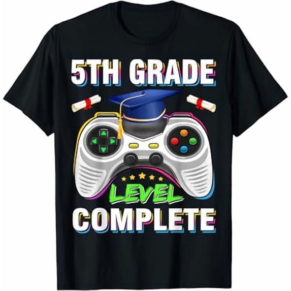5th Grade Level Complete Graduation Gaming Class 2024 Gamer T-Shirt ...