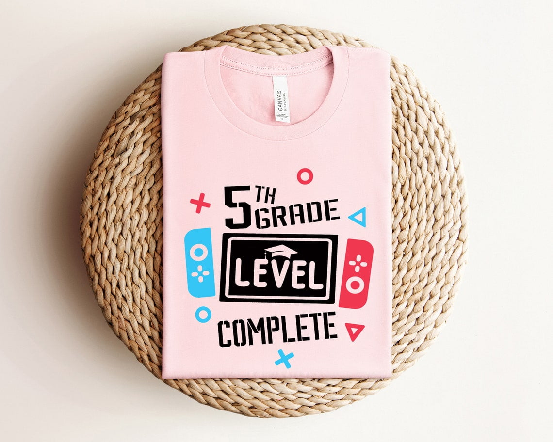 5th Grade Level Completed, Gamer Graduation Shirt, School Graduation T ...