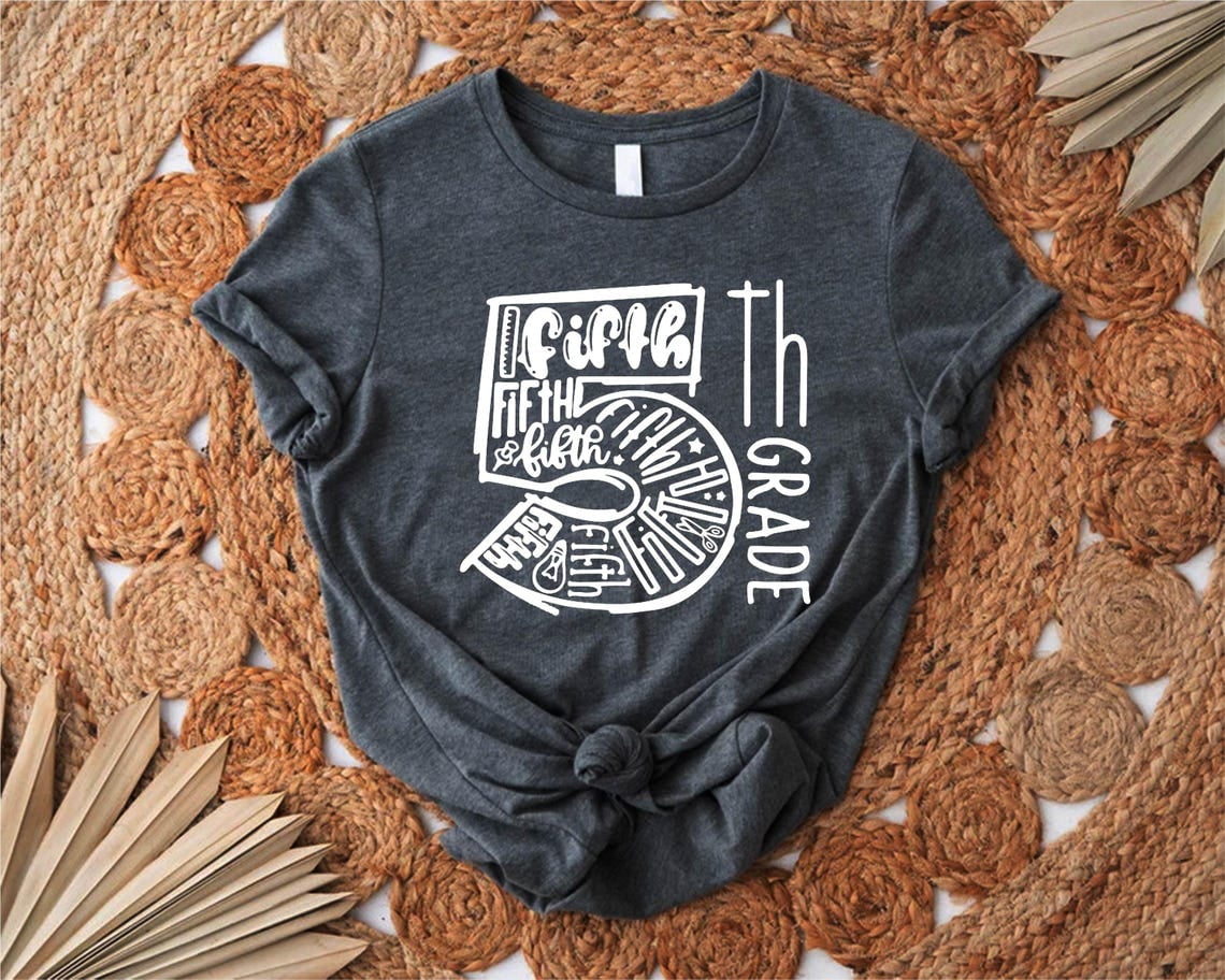 5th Grade Teacher Team Shirt, 5th Grade Typography T-Shirt, Fifth Grade ...