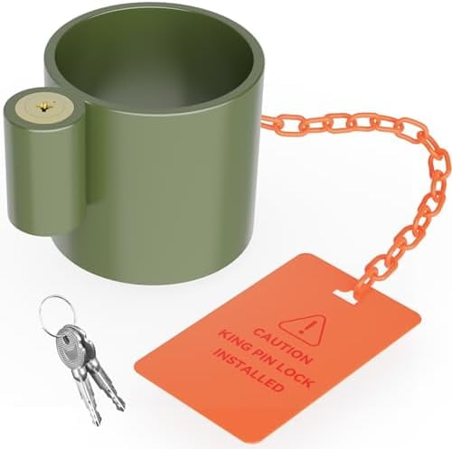 5th Wheel Lock (Green), Heavy Duty Steel King Pin Lock with Anti-Theft ...