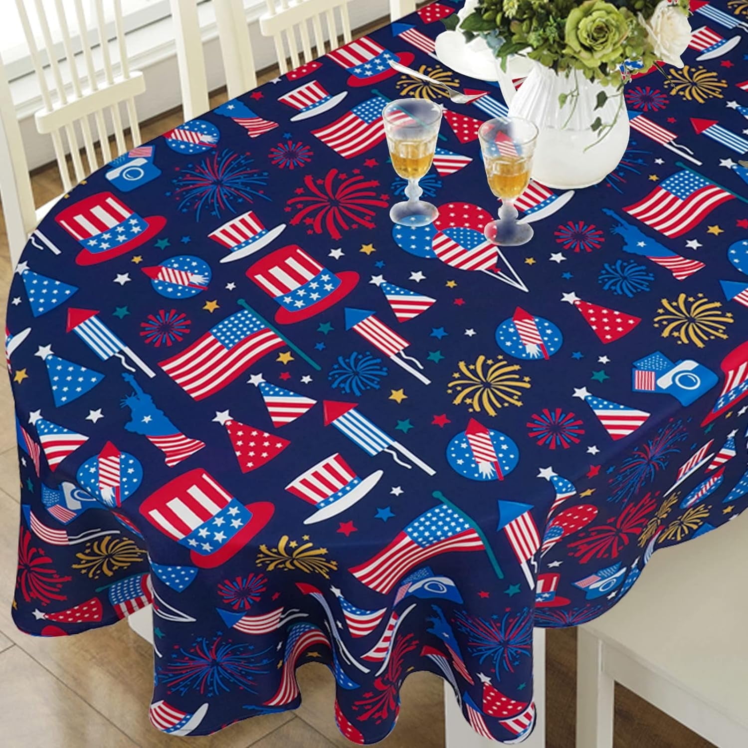 5th of July Tablecloth Memorial Day Patriotic Table Cloths Waterproof ...