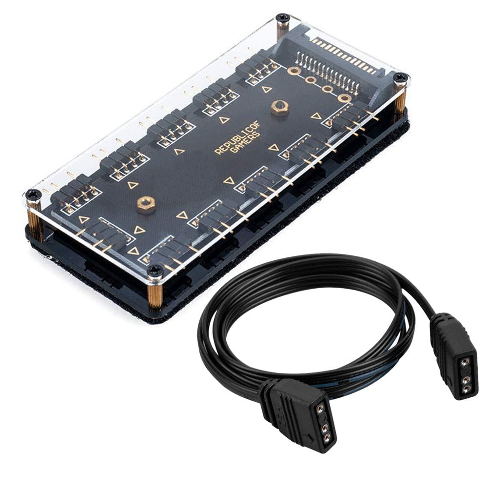 5v 3pin RGB Led Splitter With Shell 10-Port Hub RGB Led Splitter ...