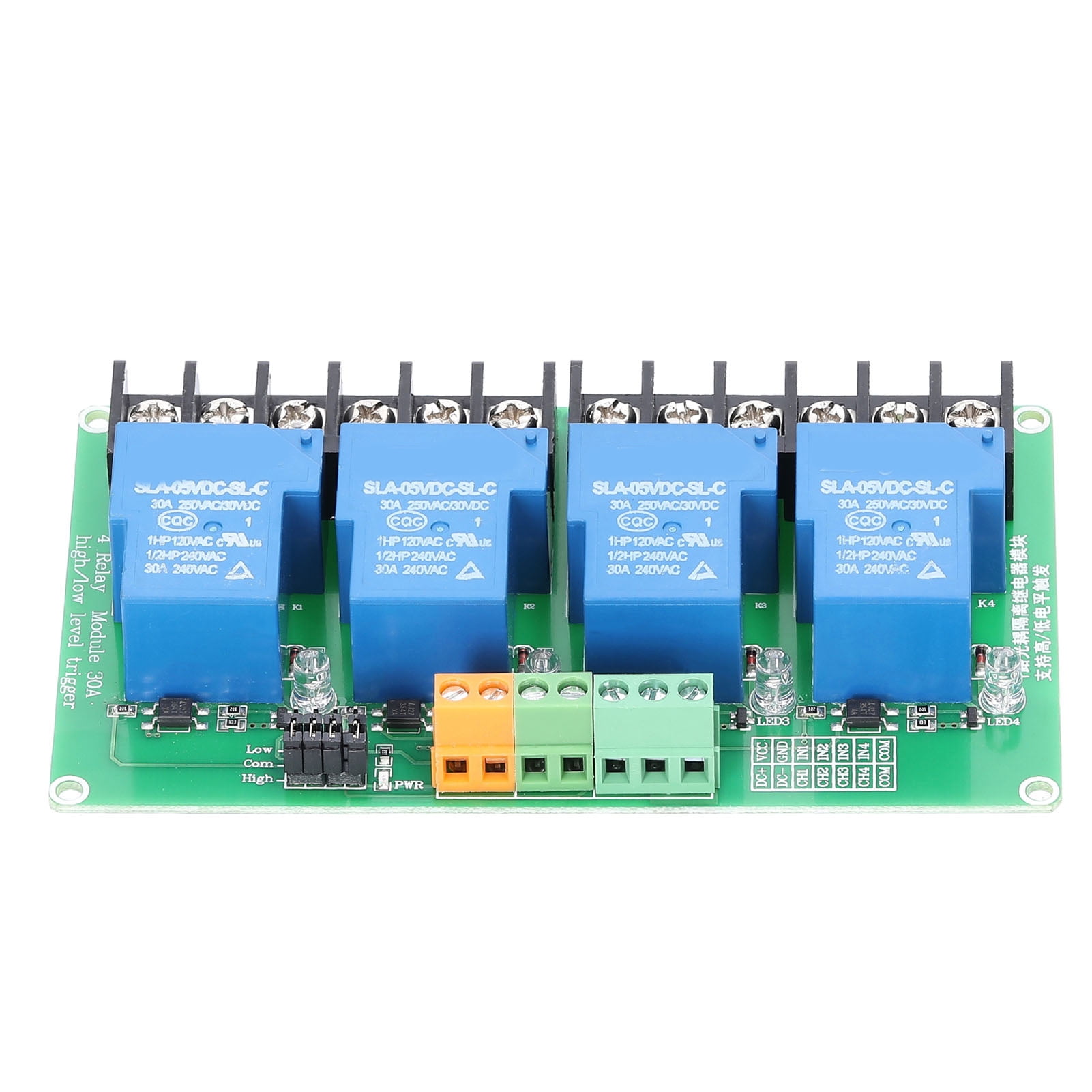 5v 4 Channel Relay Module 30A Load Current With Optocoupler Isolation ...