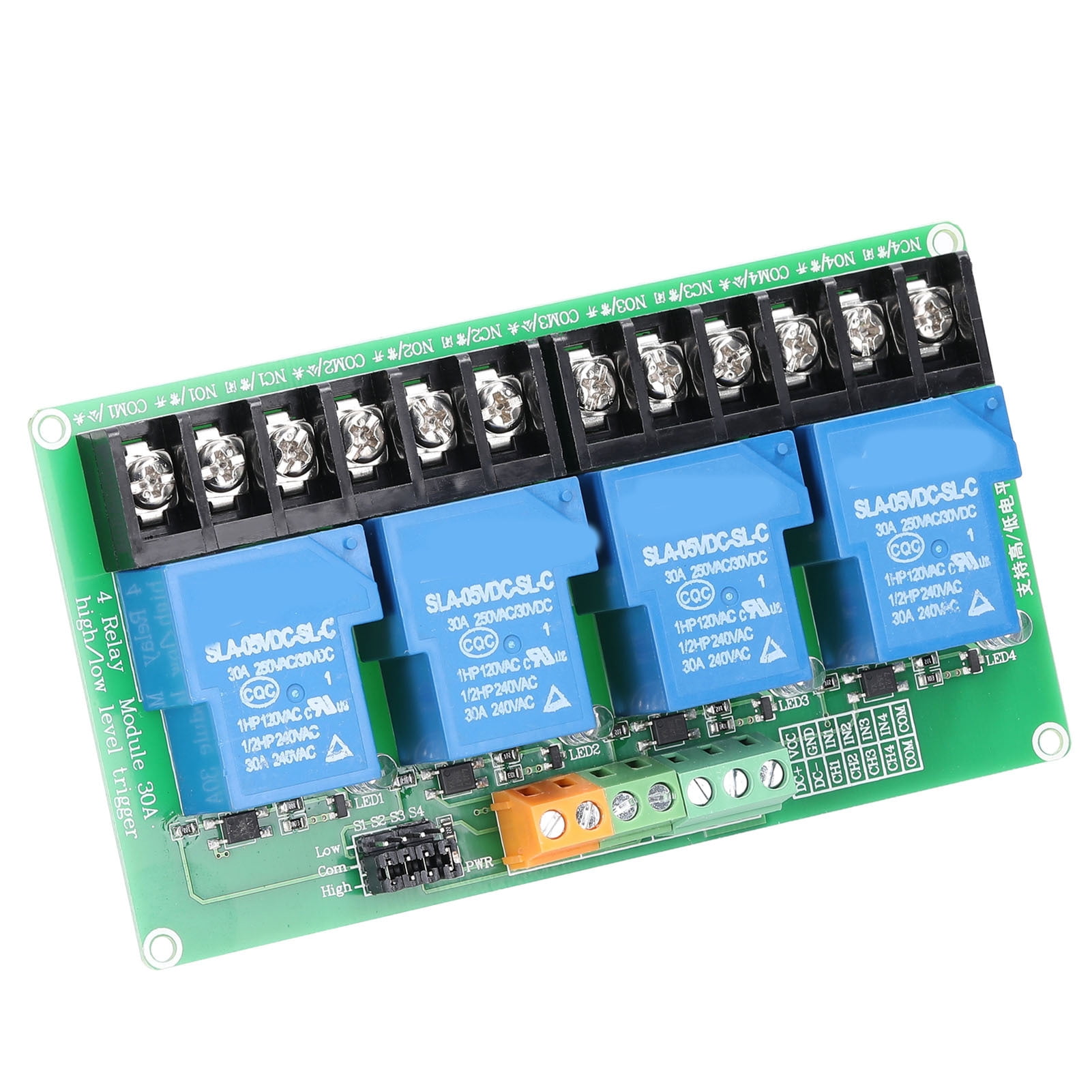5v 4 Channel Relay Module 30A Load Current With Optocoupler Isolation ...