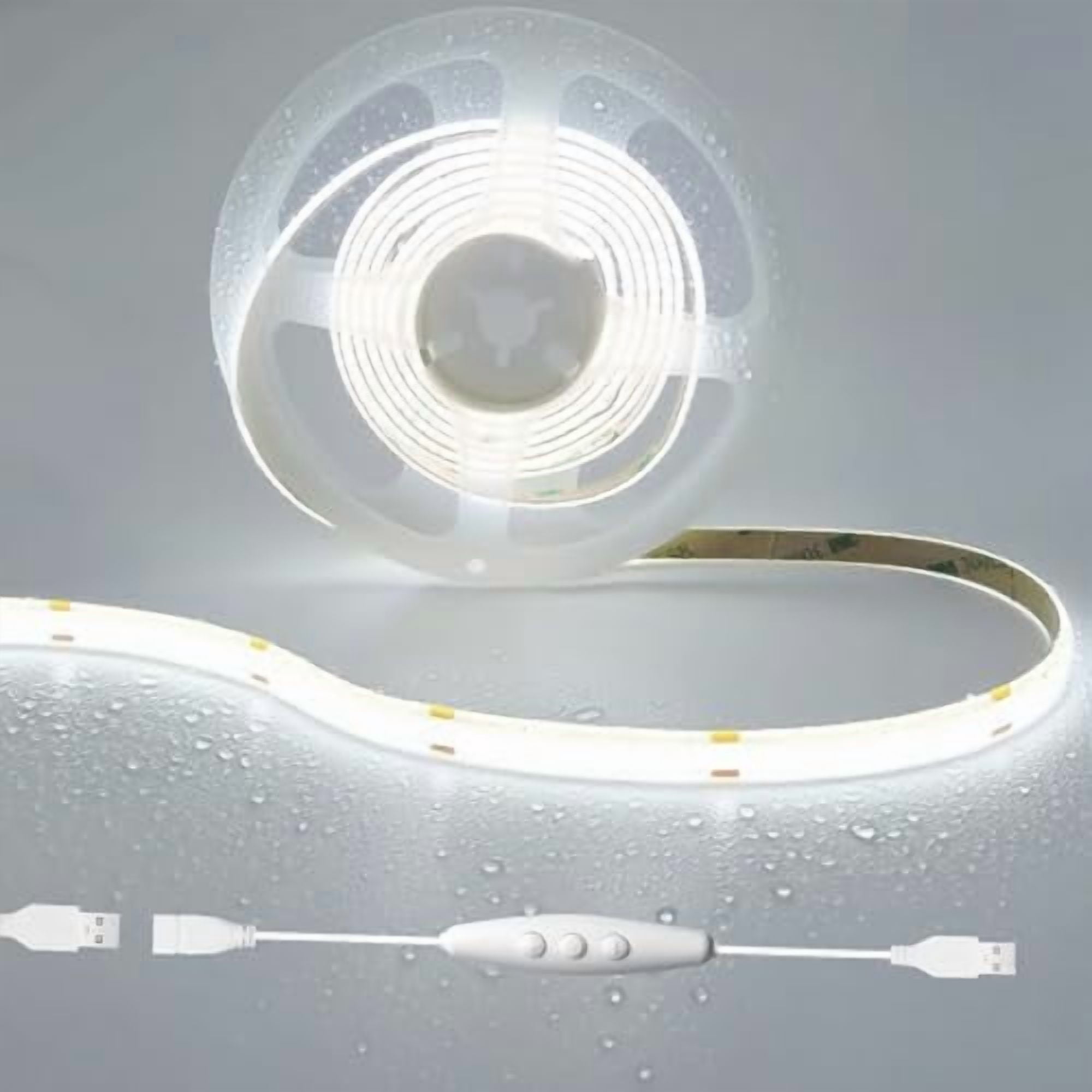 5v USB Powered Dimmable COB Led Strip Lights CRI93+ 6ft IP65 Waterproof ...