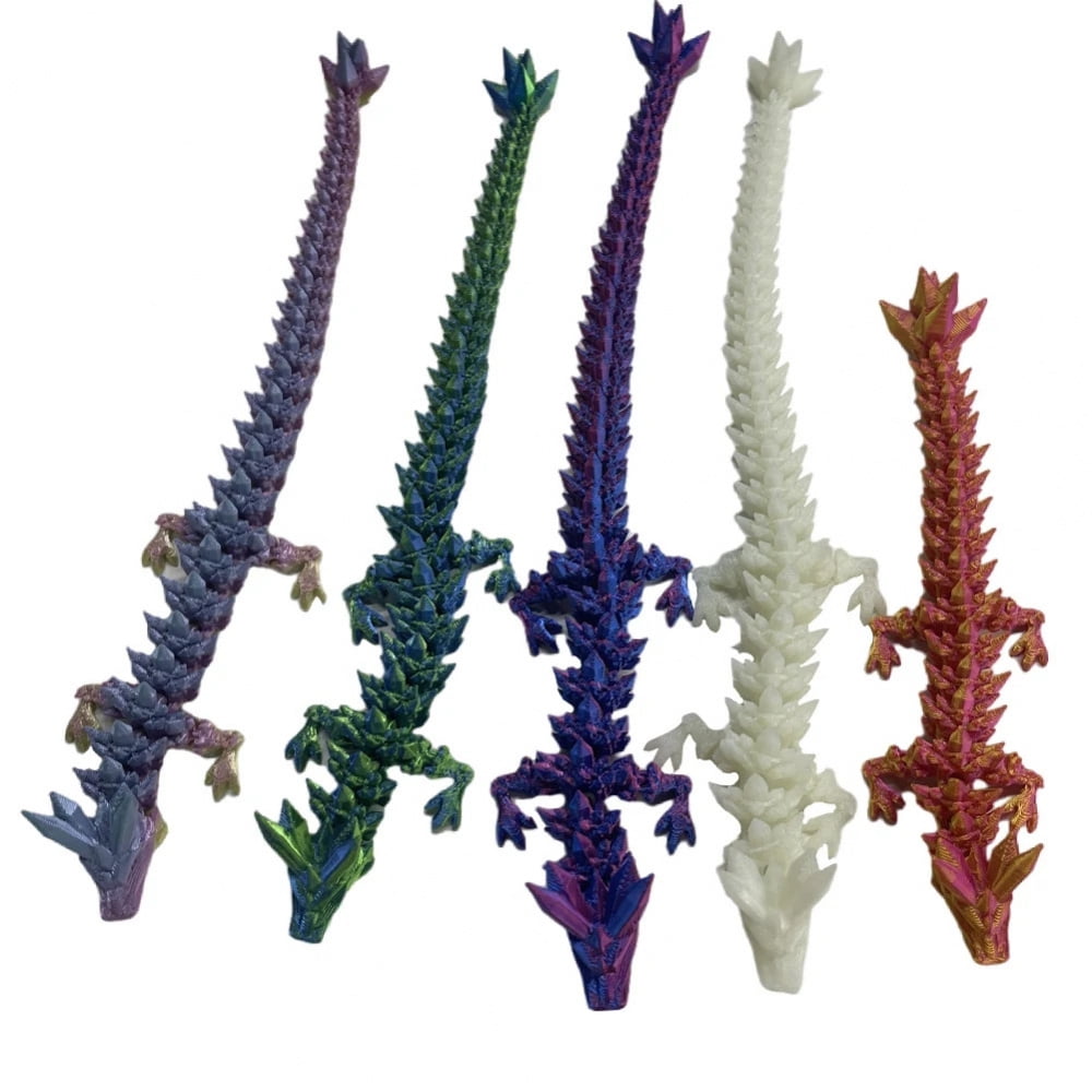 5x 3D Printed Crystal Dragon Articulated Dragon Fidget Toy Flexible ...