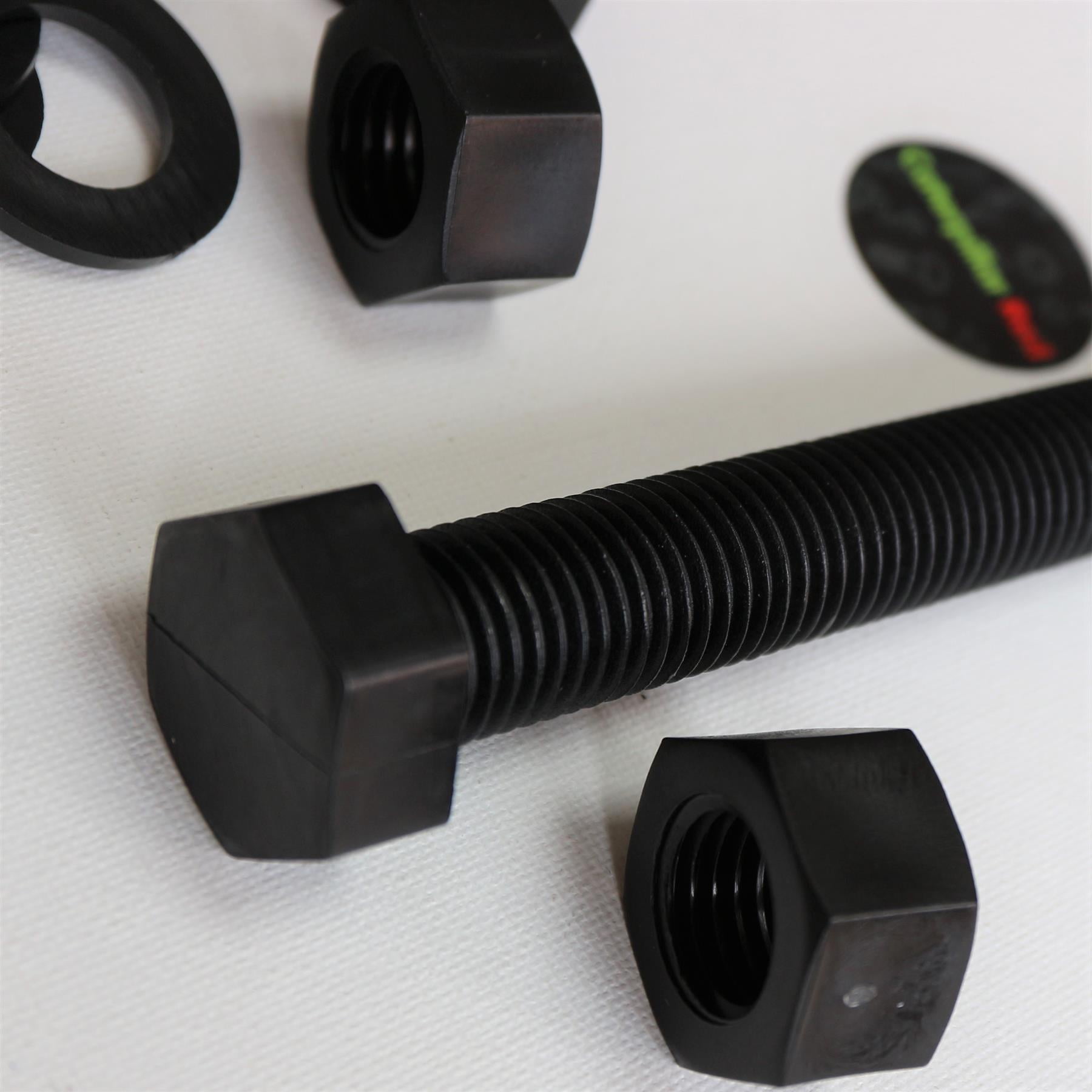 5 x Black Hexagon Head Screws Polypropylene (PP) Plastic Nuts, Washers ...