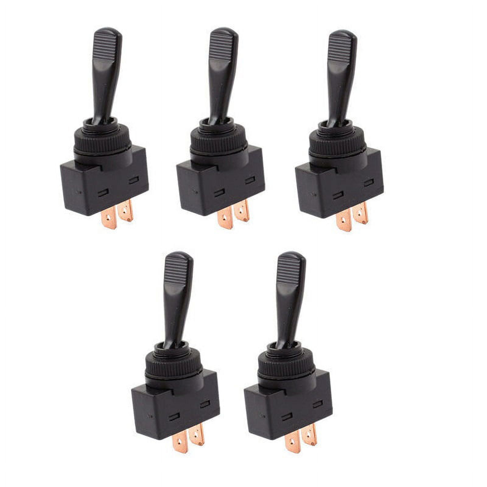 5x Black ON/OFF Universal Toggle Flip Switch 2-Pin DC 20A/12V Car/Truck ...