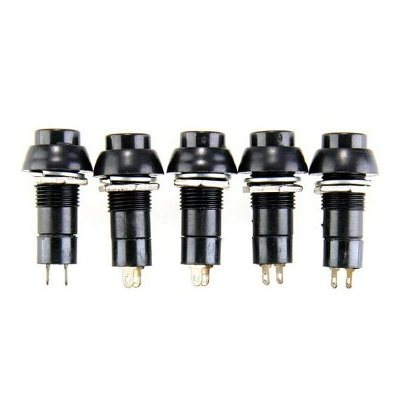5x Black Push Button ON/OFF Bolt-On Switch Latching Round Circle Car DC ...