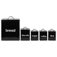 5x Bread Box and Canister Set Kitchen Countertop Organizer for Coffee ...