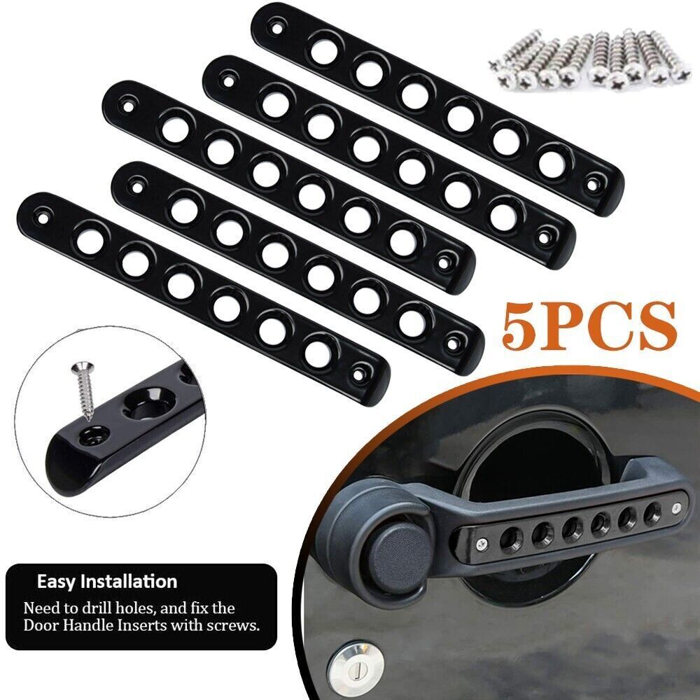 5x Car Door Grab Handle Inserts Cover Trim (Black)for Jeep Wrangler JK ...