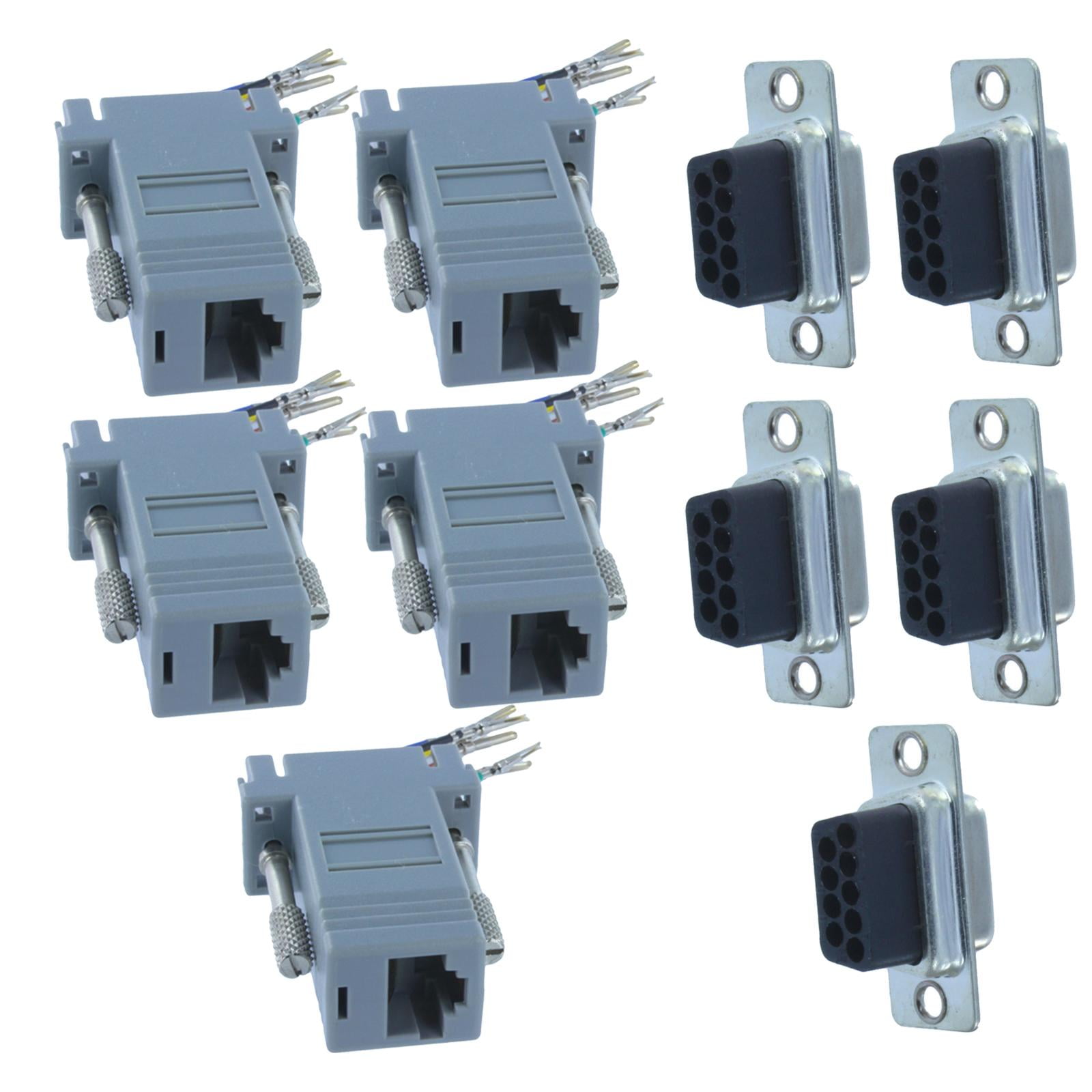 5x DB9 to RJ45 Female Adapter Convert RS232 Serial Port to RJ45 ...