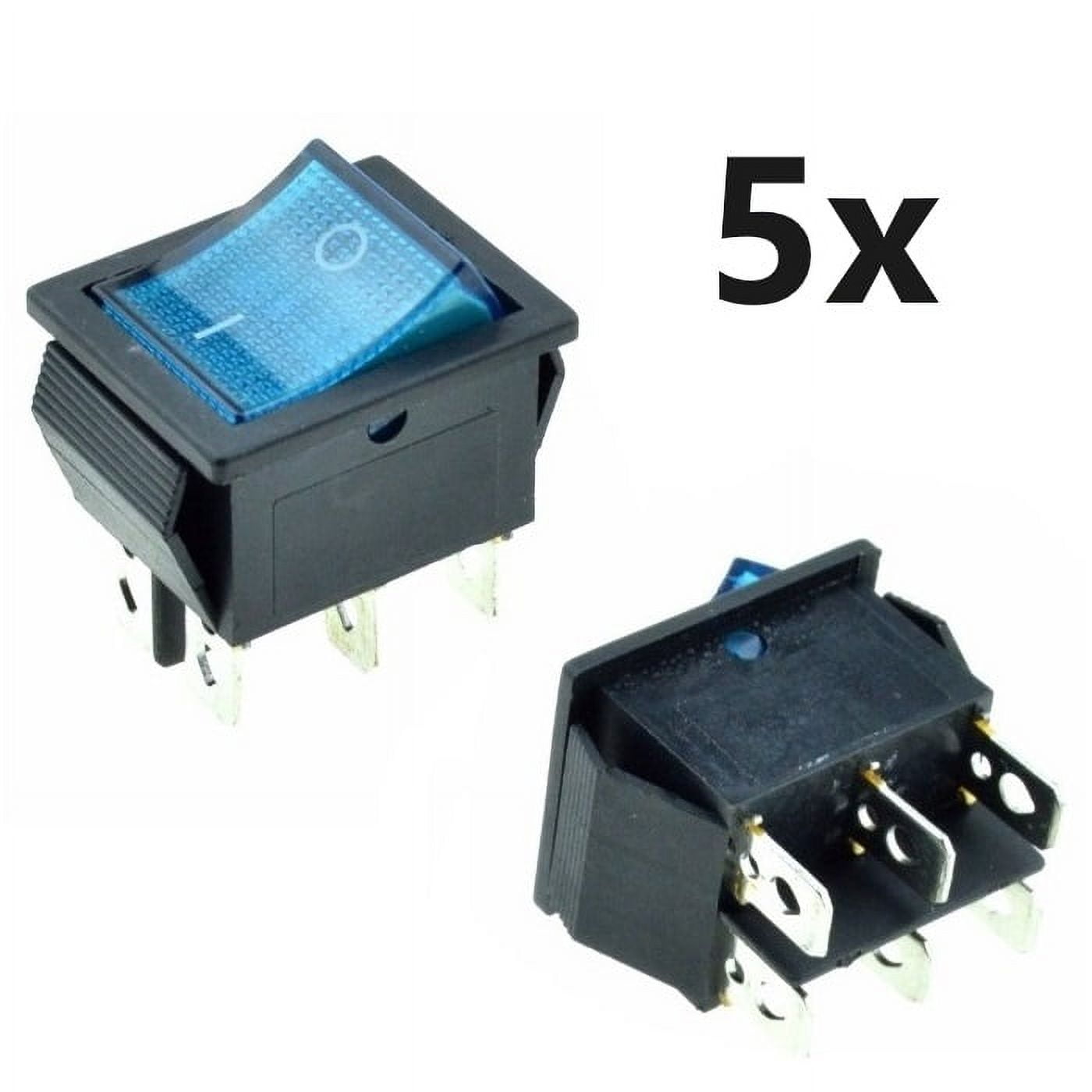 5x Small Electrical Power Light: DPST 6-Pin Blue LED On/Off Rocker ...