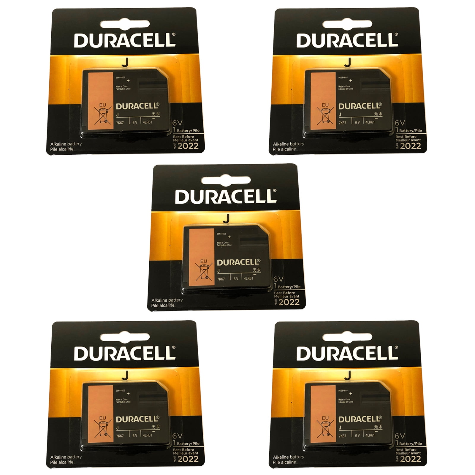 5x Duracell 7K67 6V Battery 1412A, 1412AP, 4018, 4LR61, 7K67, EN539, J ...