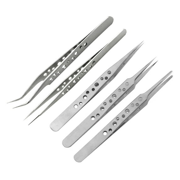 5x ESD Curved Straight Tip Precision Stainless Steel Forceps Phone ...