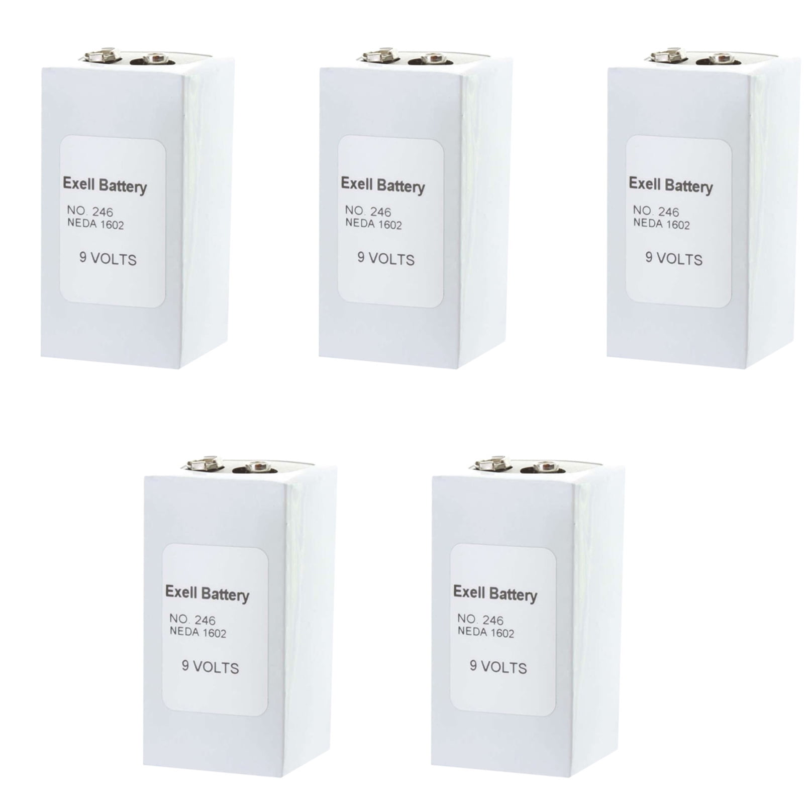 5x Exell 246 Alkaline 9V Battery NEDA 1602, PP6, 6F50-2 - Walmart.com