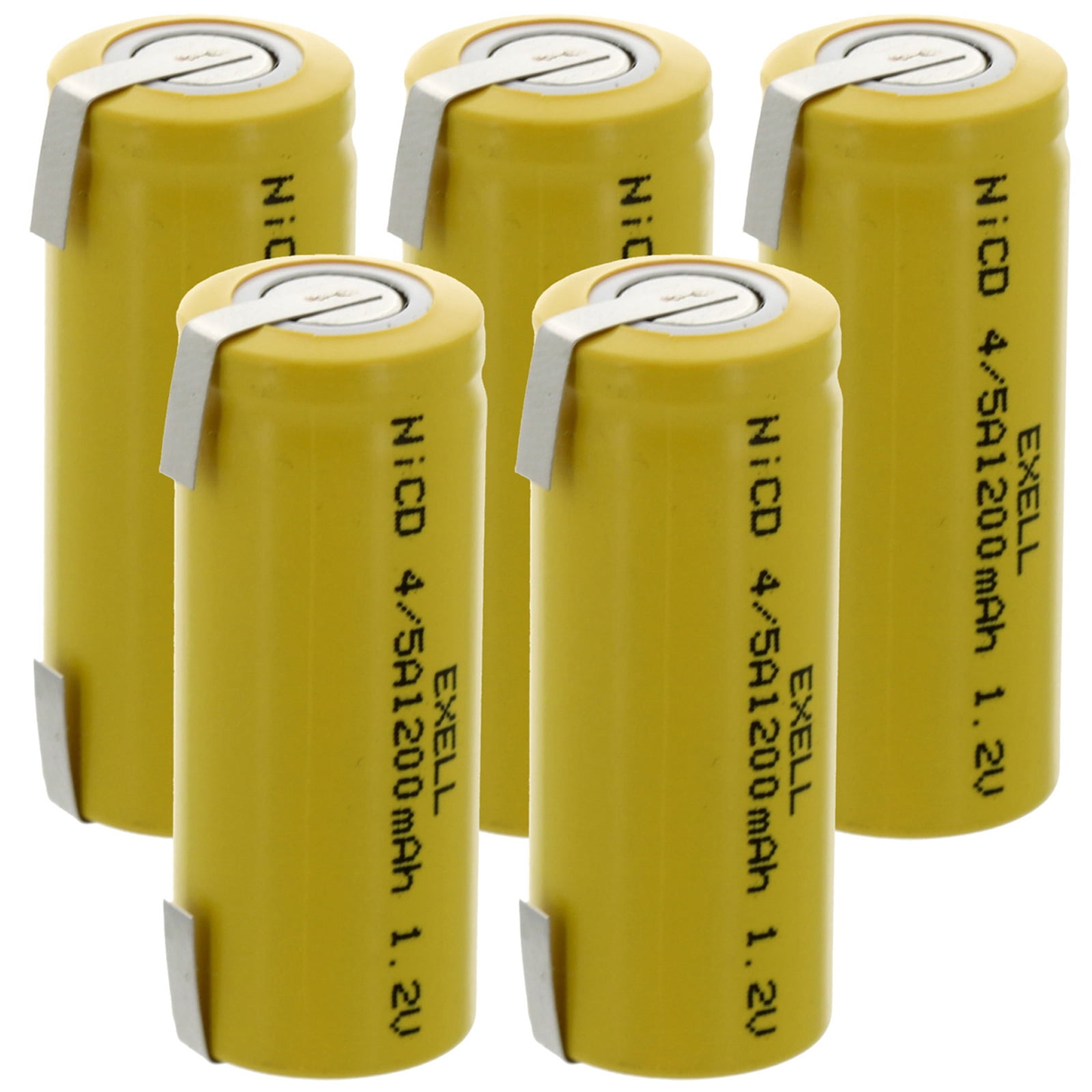 5x Exell 4/5A 1.2V 1200mAh NiCD Rechargeable Batteries with Tabs ...