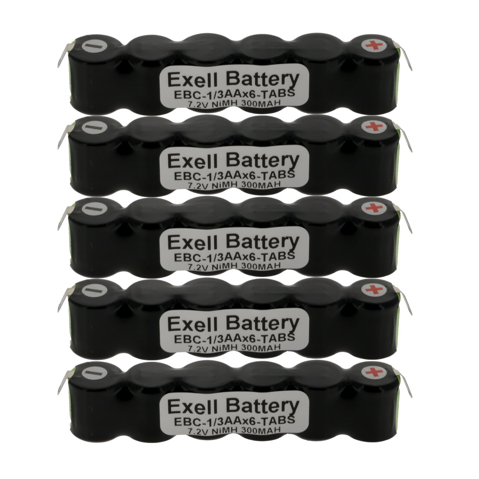 5x Exell 7.2V 300mAh Custom NiMH Battery w/Tabs Emergency Exit Lights ...