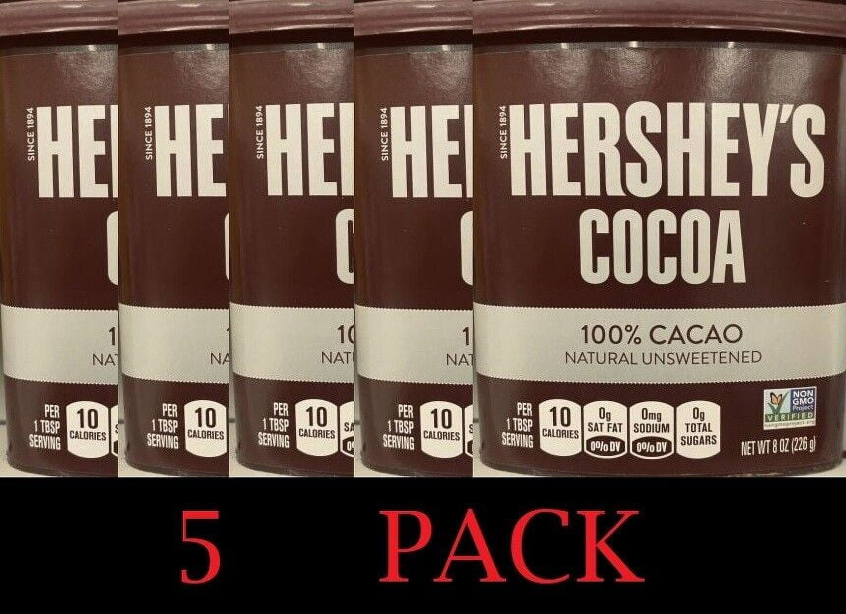 5x Hershey's Cocoa 100% CACAO Natural Unsweetened Powder 8 oz tub - 5 ...
