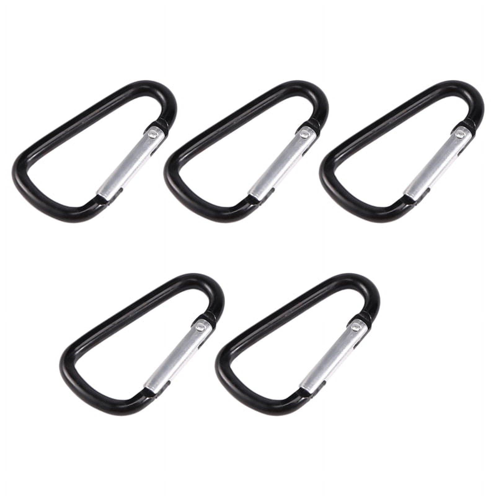5x Hiking Spring Loaded 4mm Dia Black Aluminum Alloy Carabiner Hooks ...