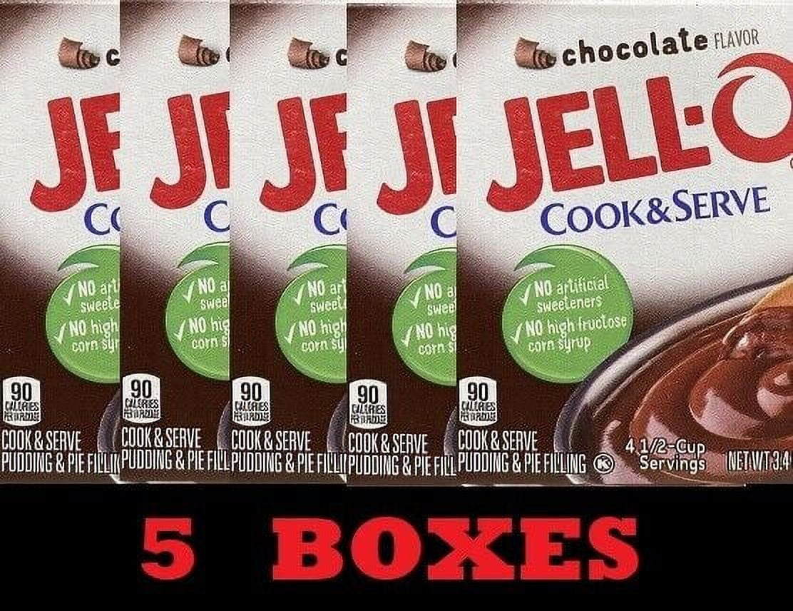 5x Jello Cook & Serve CHOCOLATE Instant Pudding & Pie Filling Mix 3.4oz ...