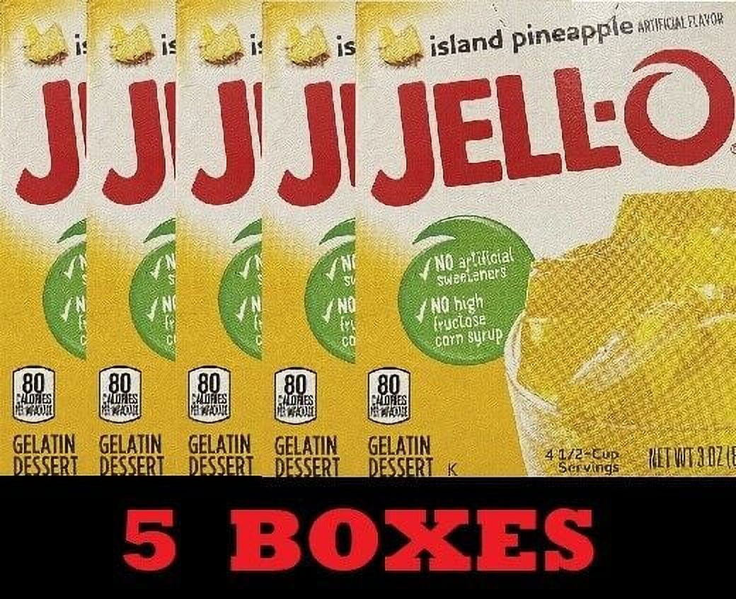 5x Jello ISLAND PINEAPPLE Gelatin Dessert 3 oz Box Jell-O - 5 BOXES ...