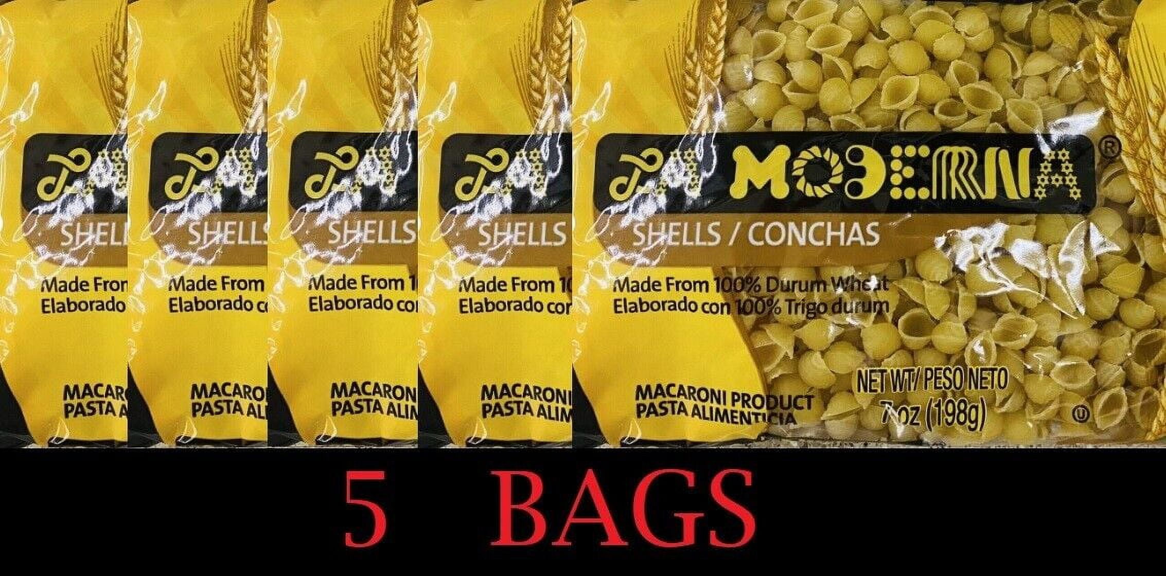 5x La Moderna Shells Pasta Noodles Durum Wheat Macaroni 7 Oz Bag - 5 ...