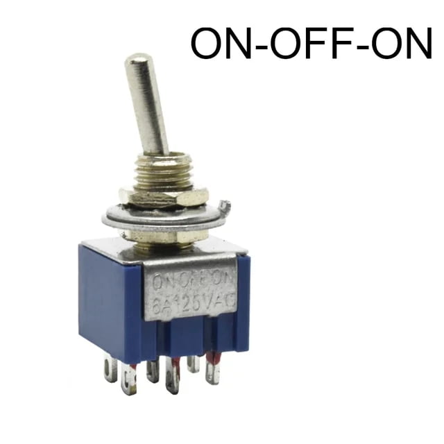 5x Mini Toggle Switch Flat Paddle DPDT ON/OFF/ON 6-Pin Metal 3A 250VAC ...