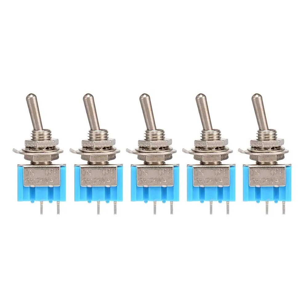 5x Mini Toggle Switch Flat Paddle SPST ON/OFF 2-Pin Metal 3A 250VAC ...
