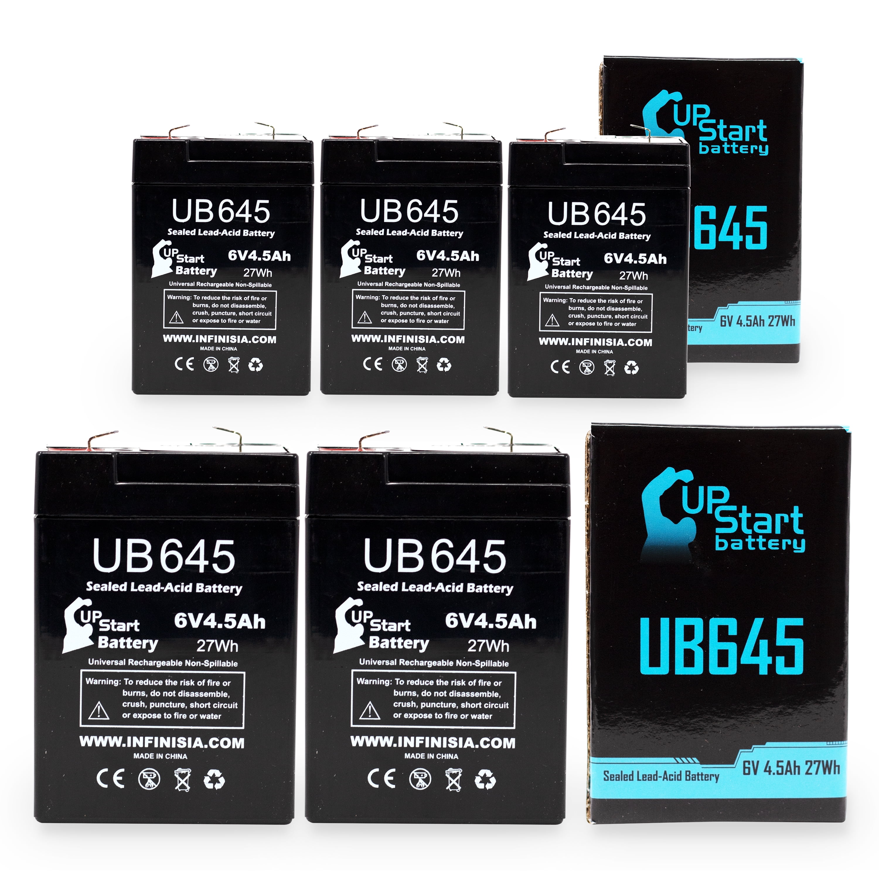 5x Pack - Compatible Light Alarms PL1 Battery - Replacement UB645 ...