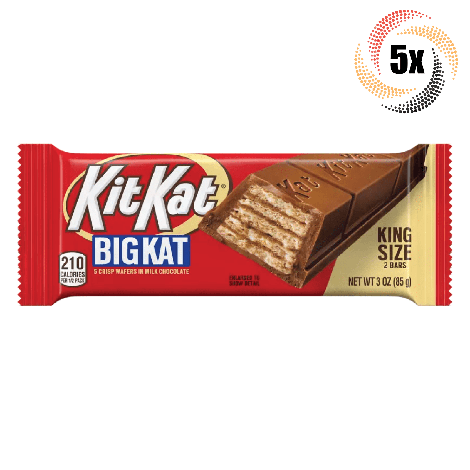 5x Packs Kit Kat Big Kat Chocolate Candy Bars | King Size 3oz | 2 Bars ...