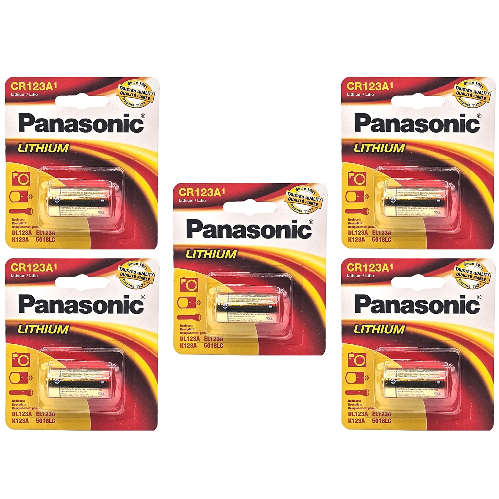 5x Panasonic 3V CR-123 Lithium Battery Compatible with SF123A1, VL123, VL123A - Walmart.com