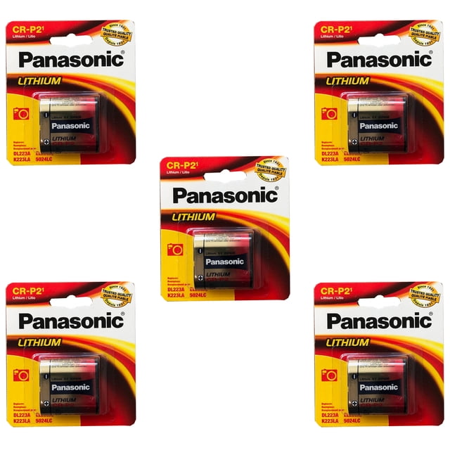 5x Panasonic CR-P2 6V Photo Lith Battery Compatible with DLCRP2 EL223AP ...