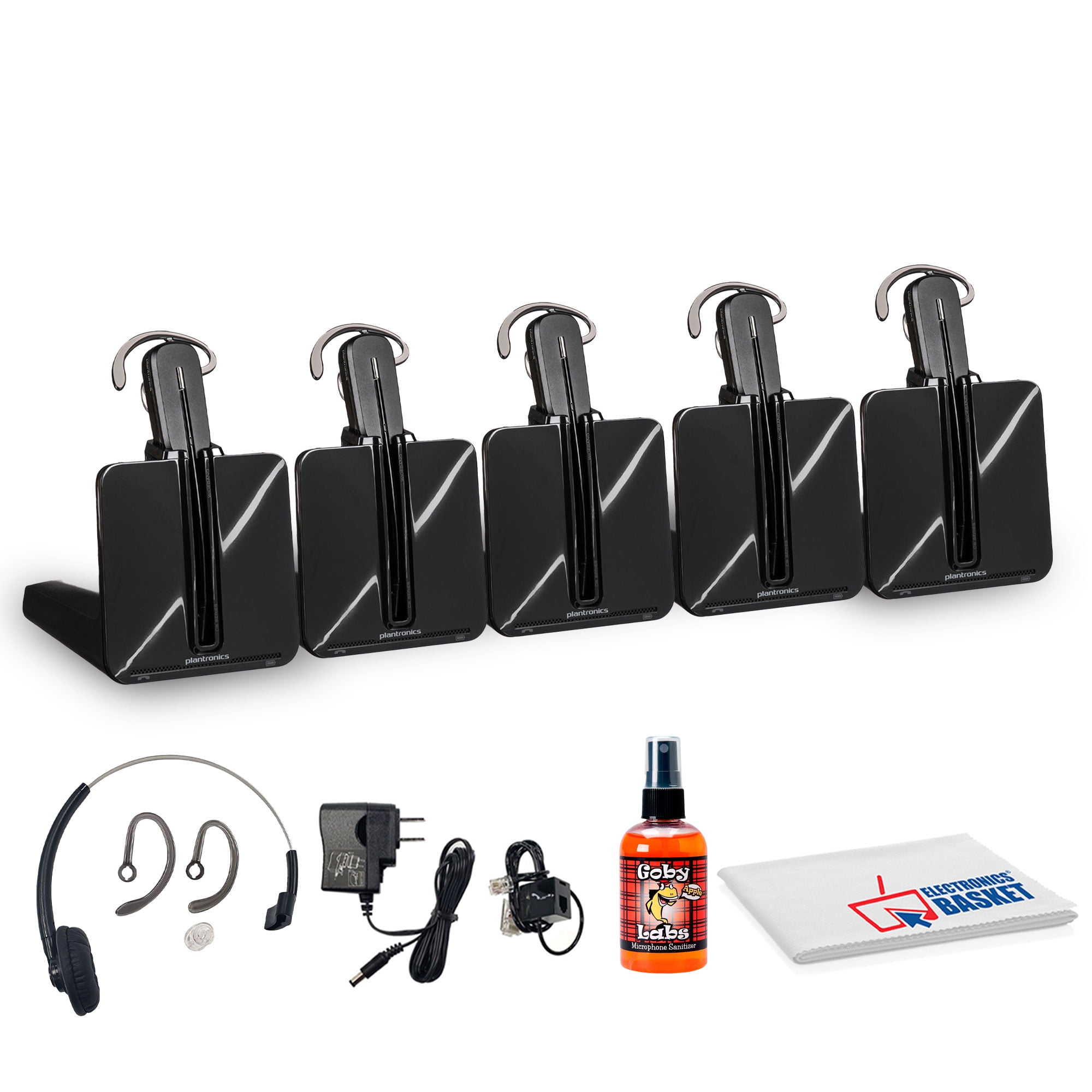 5x Poly CS540 Wireless DECT Headset - Single Ear - Convertible - Noise ...